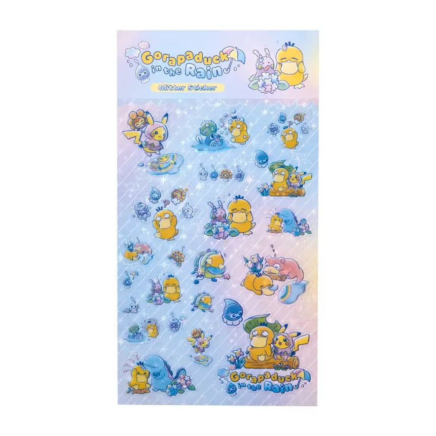 Pokémon - Psyduck in the Rain Glitter Sticker – Harumio