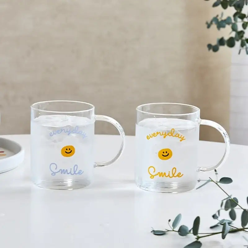 Korean ON Smile - Heat Resistant Glass Mug 2P Set – Harumio