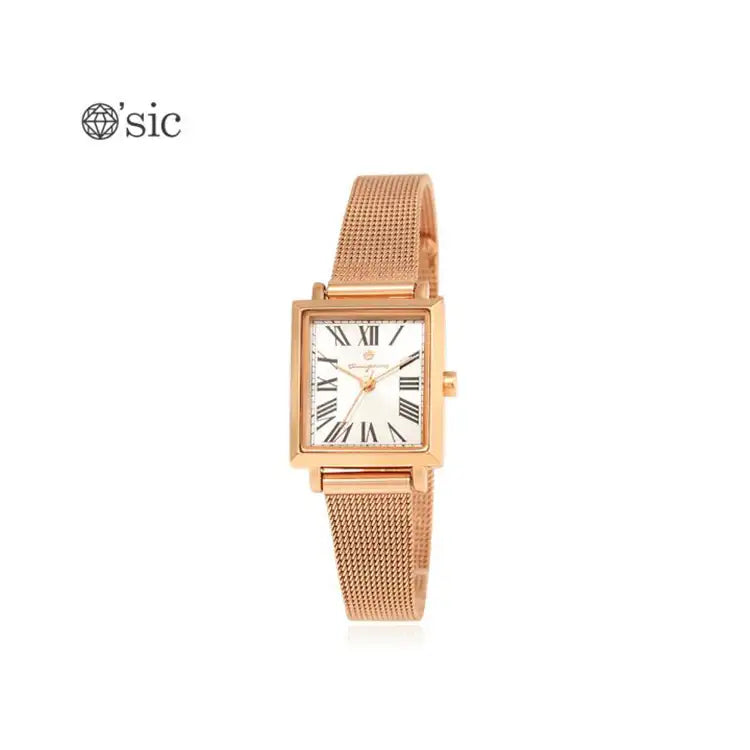 OST - Hall Watch Rose Gold Square Mesh Watch – Harumio