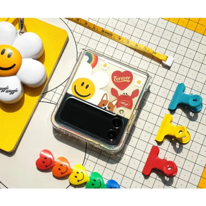 Wiggle Wiggle - Galaxy Z Flip Transparent Case & Sticker Set – Harumio
