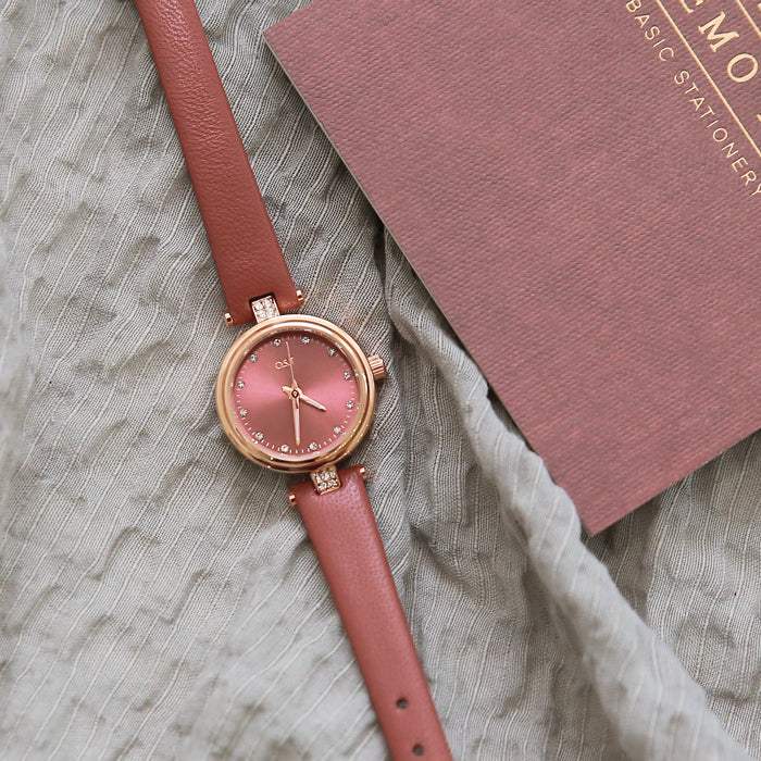 OST - Women Striking Maroon Leather Watch – Harumio